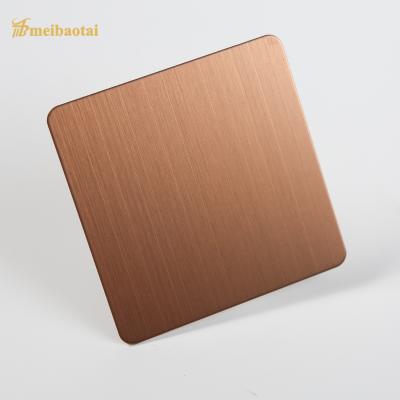 China Brown Rose Gold PVD Color Coating Hairline Stainless Steel Sheet  201 Grade for sale