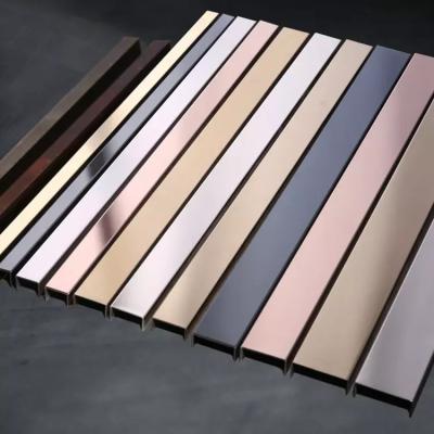 China Colorful Mirror Hairline Finished 304 SS Tile Trim U15 2438mm 3048mm Length for sale