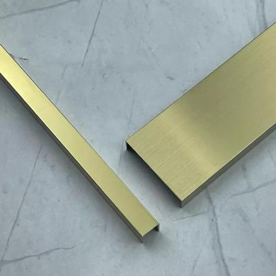 China Gold Polished Brushed Finished Stainless Steel Tile Trim Metal U Profiles for sale