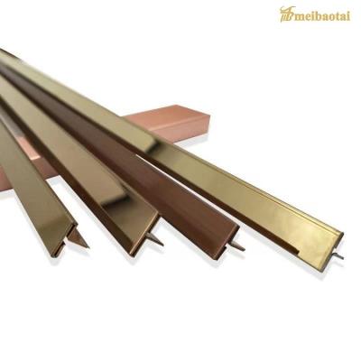 China Customize Design Mirror / Hairline Stainless Steel T U V Tile Trim Decoration Profile for sale