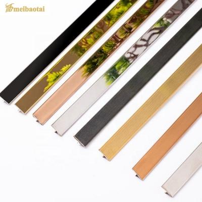 China Brush T Shape Stainless Steel Tile Trim with Anti Finger Print 0.55MM Thickness and Hairline Mirror Surface for sale