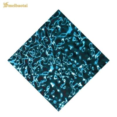 China 0.8MM Blue Green Mirror Water Ripple Stainles Steel Sheet 1219x2438mm for sale