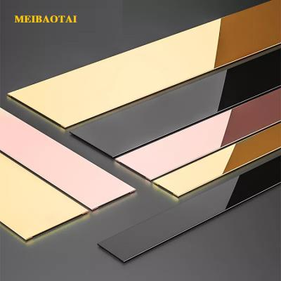 China 0.55MM Thickness Stainless Steel Corner Trim For Tiles Decoration Brushed Flat Strips for sale