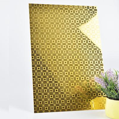China 4x8 Mirror Etched PVD Coated Elevator Stainless Steel Sheet for Door and Decorative Applications for sale