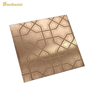China Mirror Rose Gold Finish 304 Stainless Steel Sheet Elevator Panel in 1219x2438mm Size for sale
