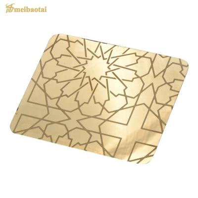 China Gold Mirror Etched Stainless Steel Sheet Decoration Elevator Cabinet Ss Plate for sale