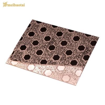 China 0.95mm Thickness Gold Rose Polished Finish Etching Elevator Stainless Steel Sheet 304 Grade for sale