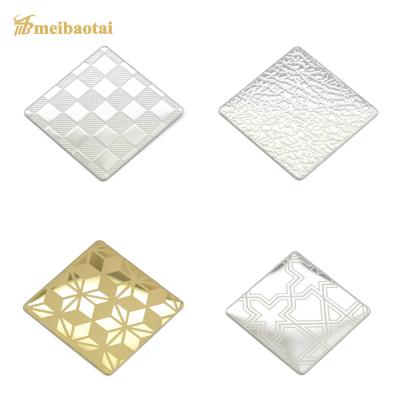China 1.0mm Thk Golden Mirror Etched Stainless Steel Sheet For Elevator Cabinet Decoration for sale