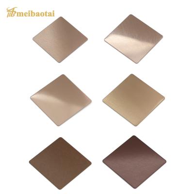 China 2438mm Length Decorative Stainless Steel Sheet SS201 Sandblasted Bronze Rose Gold Color for sale