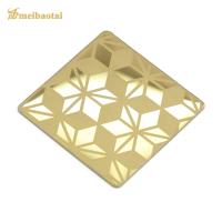 China 1.00mm Thickness Golden Color Coated Etched Stainless Steel Sheet for Exterior Wall Cladding for sale