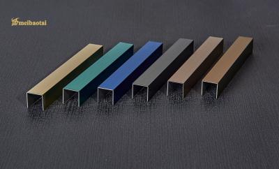 China 304 Stainless Steel Tile Trim Decorative U Profile With V Groove and Color Coating for sale