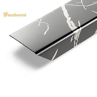 China 304 Stainless Steel L Profile Tile Trim with 0.55mm Thickness and PVD Color Coating for Floor Transition for sale