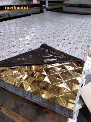 China Gold Mirror Diamond Embossed Stainless Steel Sheet Square Pattern for sale