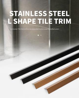China 304 Stainless Steel L Profile Tile Trim with 0.55mm Thickness and PVD Color Coating for sale