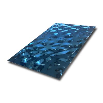 China Mirror Surface Grade 201 Stainless Steel Embossed Sheet with 0.85mm Thickness PVD Coated Panel for sale