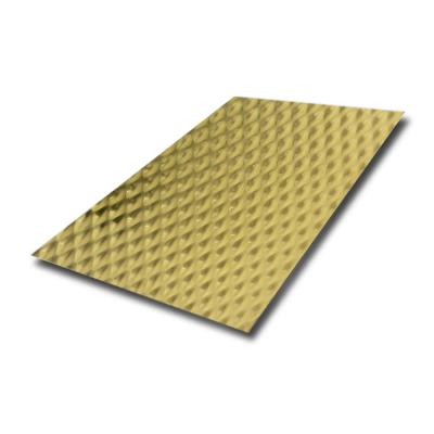 China 6WL Gold Mirror Embossed Stainless Steel Sheet with 0.85mm Thickness and Double PVC Film for Decorative Metal Plate for sale