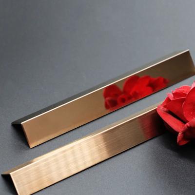 China Grade 304 Stainless Steel L Profile Tile Trim with PVD Color Coating and 0.55mm Thickness for sale