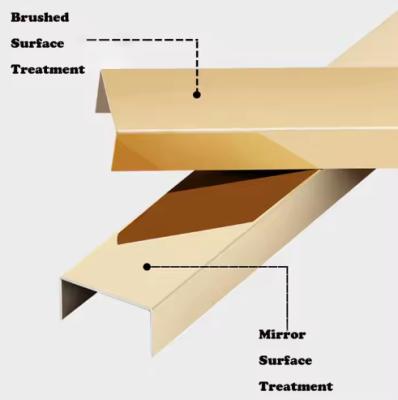 China Gold Hairline / Gold Mirror Stainless Steel U Tiles Trim Decoration Profile for sale
