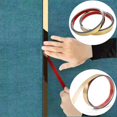 China PVD Color Coated 201 Stainless Steel Flat Trim Adhesive Roll for Easy to Clean Tile Edges for sale