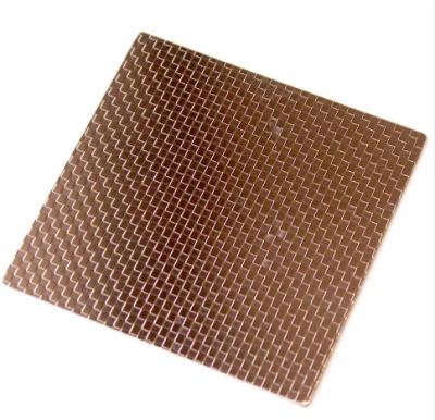 China Rose Gold Mirror Embossed Stainless Steel Sheet Grade 201 with 0.85mm Thickness for Decorative Use for sale