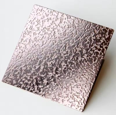 China Rose Gold Color 0.85mm Thickness Mirror Surface Embossed Stainless Steel Sheet for Decorative Wall Panel for sale