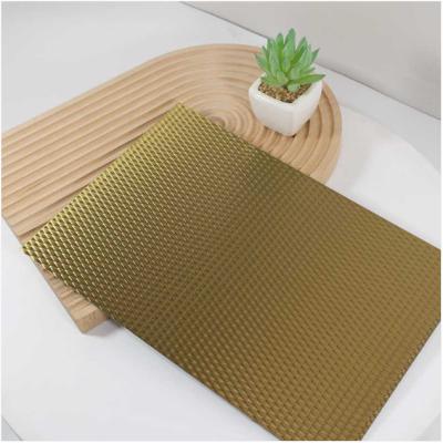 China Gold Color 0.85mm Thickness Mirror Surface Embossed Stainless Steel Sheet for Decorative Wall for sale