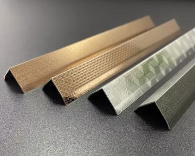 China 304 Grade Stainless Steel L Tile Trim with V Grooved Edge for Wall and Floor in 2438mm Length for sale