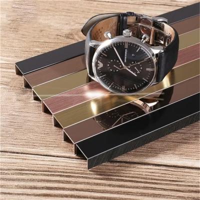 China 304 Stainless Steel Tile Trim U Profile with V Groove and Color Coating for Decorative Protection for sale