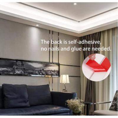 China Gold Mirror PVD Color Coated 201 Stainless Steel Tile Trim Flat Tape Adhesive Roll for Edge Protection for sale