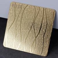China Gold Mirror Wooden Pattern Embossed Stainless Steel Sheet with 0.85mm Thickness for Decorative Wall Panels for sale