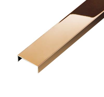China SS304 Rose Gold Hairline Mirror Finish Anti Finger Print Stainless Steel U Tile Trim for Decorative Wall for sale