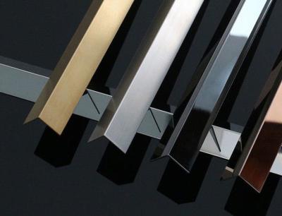 China 304 Grade V Grooved Stainless Steel L Tile Trim with PVD Color Coating for Wall and Floor Decoration for sale