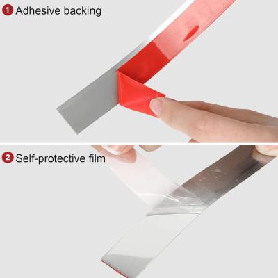 China Hairline Surface PVD Color Coated Stainless Steel Tile Trim Flat Adhesive Roll for sale