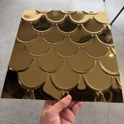 China Gold Mirror Stainless Steel Sheet Fish Scales Design for Decorative Wall Panels for sale