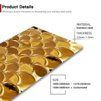 China Gold Mirror Stainless Steel Sheet Fish Scales Design for Decorative Wall Panels for sale