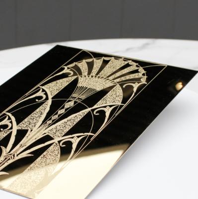 China Modern Gold Mirror Etched Stainless Steel Elevator Pattern Plate for sale