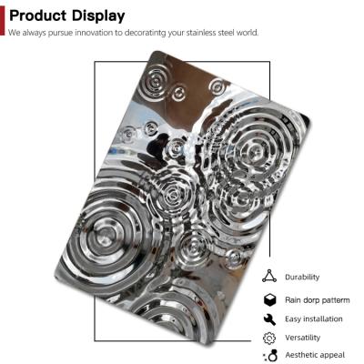 China 304 Stainless Steel 0.65mm Thickness PVD Coated Water Ripple Stainless Steel Sheet for Ceiling Decoration for sale