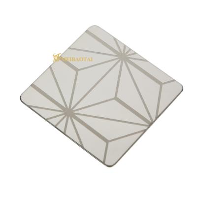 China Silver Mirror Etched Stainless Steel Decorative Sheet For Elevator Decor for sale