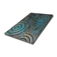 China Aged Brass Metal Sheet, 304 Copper Patina Blackened Effect Raindrop Ripple Pattern Sheet for sale