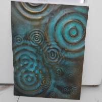 China Aged Brass Metal Sheet, 304 Copper Patina Blackened Effect Raindrop Ripple Pattern Sheet for sale