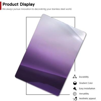 China PVD Purple And Gray Gradient Mirror Polished 304 Grade Decorative Stainless Steel Sheet for Home Decoration for sale