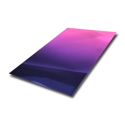 China PVD Pink and Purple Gradient Mirror Finish Stainless Steel Sheet 304 Grade 4x8 Size for Interior Decoration for sale