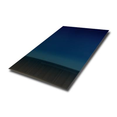 China Mirror SS Sheet,Grade 304 No.8 Mirror Finish Stainless Steel Sheet In PVD Klein Blue Gradient Color Coating for sale