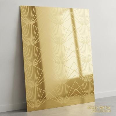 China Gold Mirror Etched 304 Stainless Steel Sheet with Mirror/Etched Surface in 1219x3048mm Size for sale