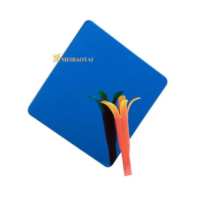 China Mirror Finish PVD Blue Coated Coloured Stainless Steel Sheet 0.65mm Thickness for Decorative Use for sale