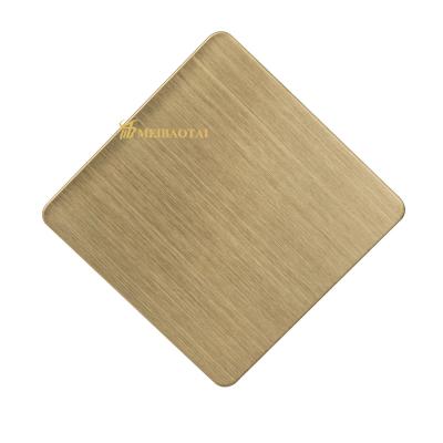 China 1219x2438mm Hairline Stainless Steel Sheet Gold Color Coating Decoration for sale