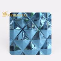 China Blue PVD Coated Embossed Stainless Steel Sheet with 7C PVC Film Grade 201 for Decorative Applications for sale