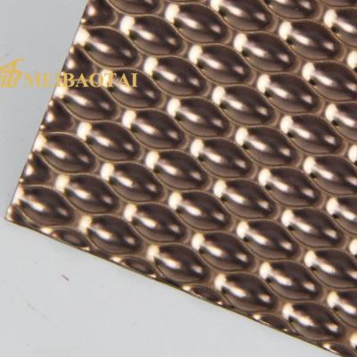 China Rose Color Coated 4x8 Feet Grade 201 Embossed Stainless Steel Sheet for Decorative Wall Panels for sale