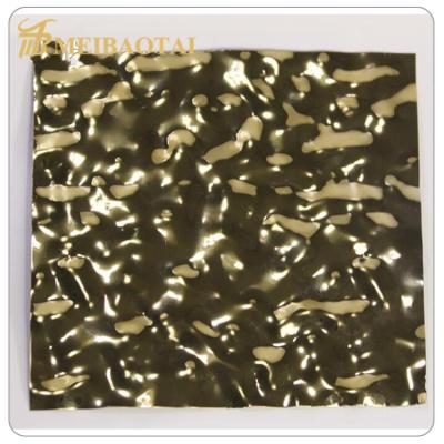 China Gold Mirror Embossed Stainless Steel Sheet 0.85mm Thickness 3048mm Length Decorative Metal Plate for sale