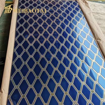 China Blue Gold Mixed Color Diamond Pattern Embossed Stainless Steel Sheet 4x8 Feet for Counter Decoration for sale